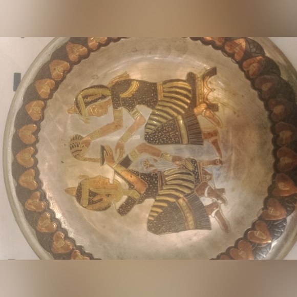 Accents | Vintage Egyptian Brasscopper Wall Decor Plate Pharoah Design ...